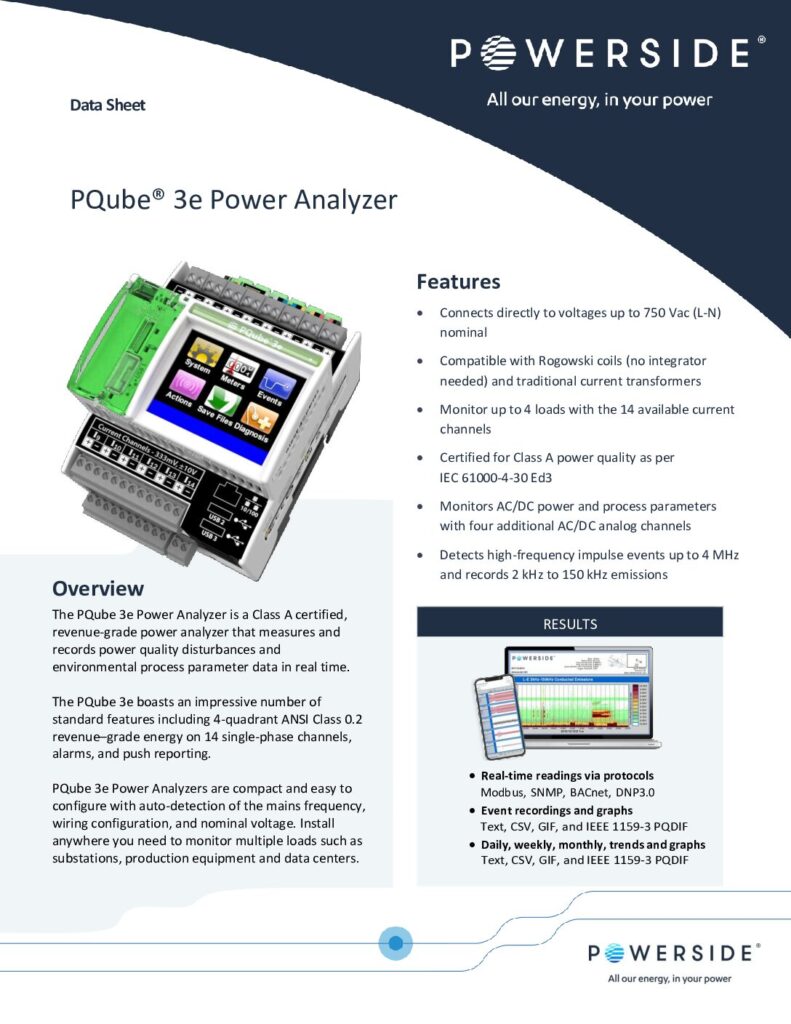 PQube® 3e Power Analyzer Data Sheet | Powerside
